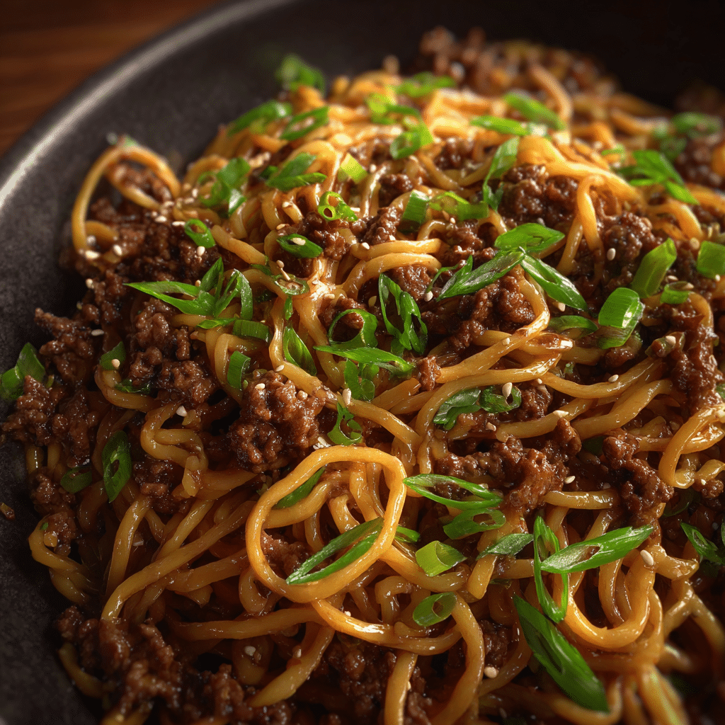 Mongolian Ground Beef Noodles
