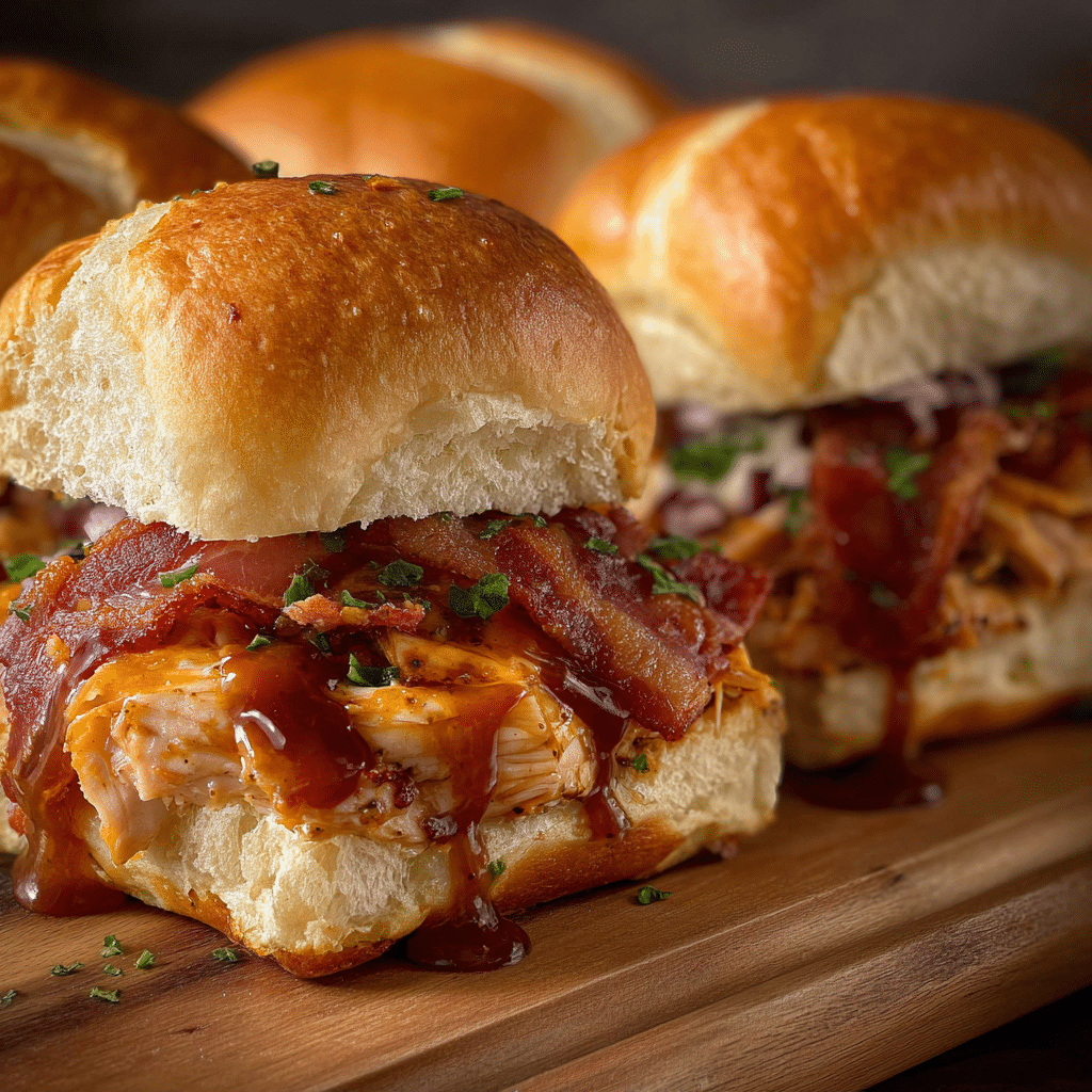 Bacon Ranch BBQ Chicken Sliders