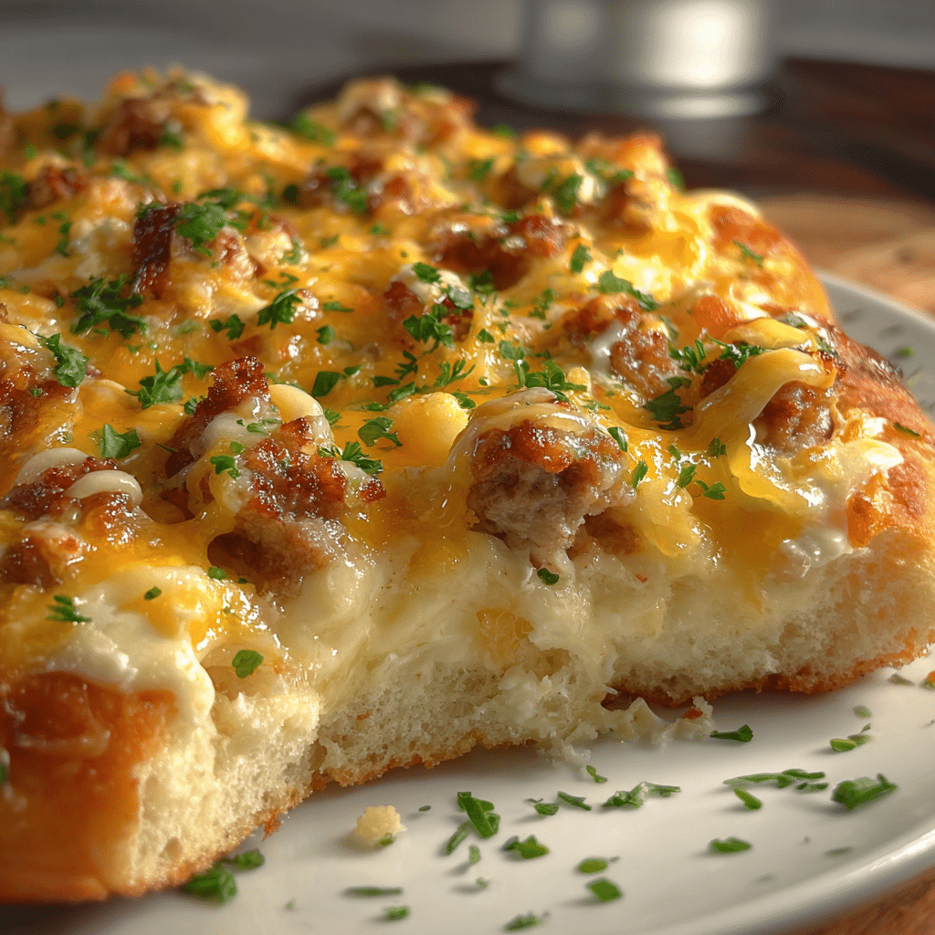 Biscuits and Sausage Gravy Breakfast Pizza