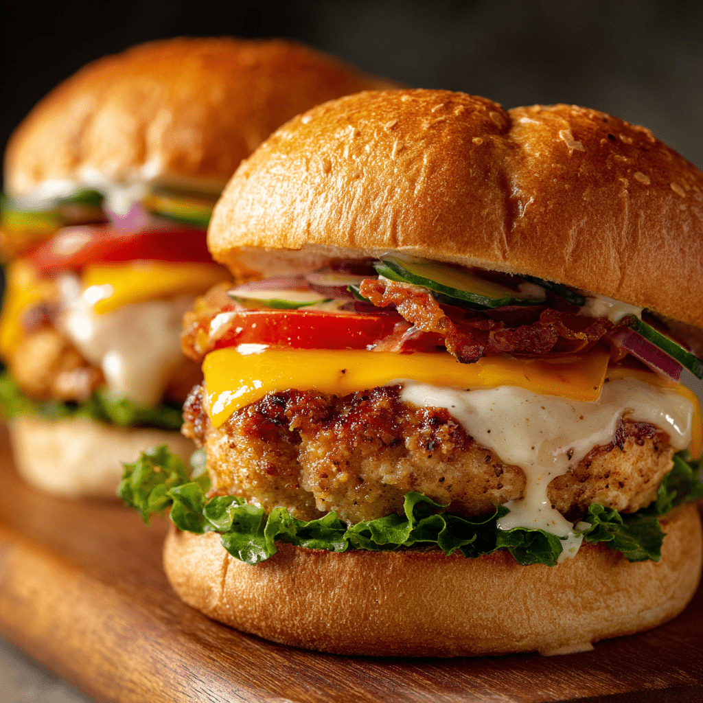 Cheddar Ranch Chicken Burgers